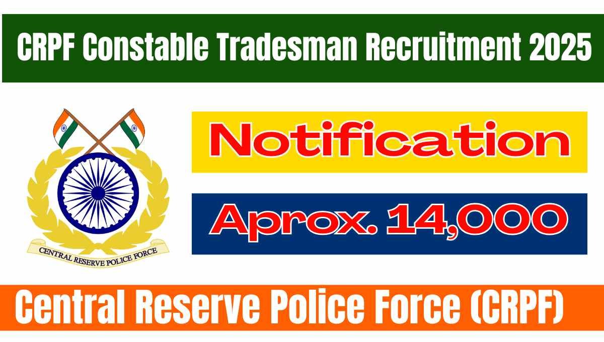 CRPF Constable Tradesman Recruitment 2025 Eligibility Details Apply ...